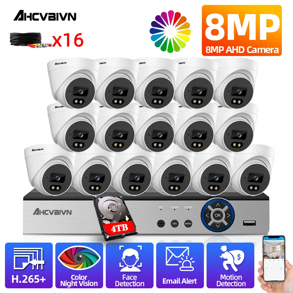 AHCVBIVN-Home-CCTV-Analog-Cameras-Set-8MP-16CH-AHD-DVR-Kit-Colorful ...