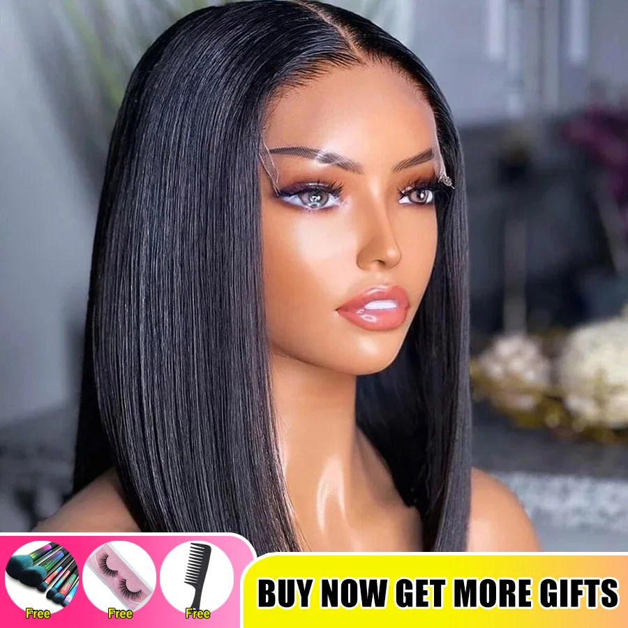 180-Density-Short-Bob-Wig-Glueless-4x4-Closure-Wig-Human-Hair-Wigs-For ...