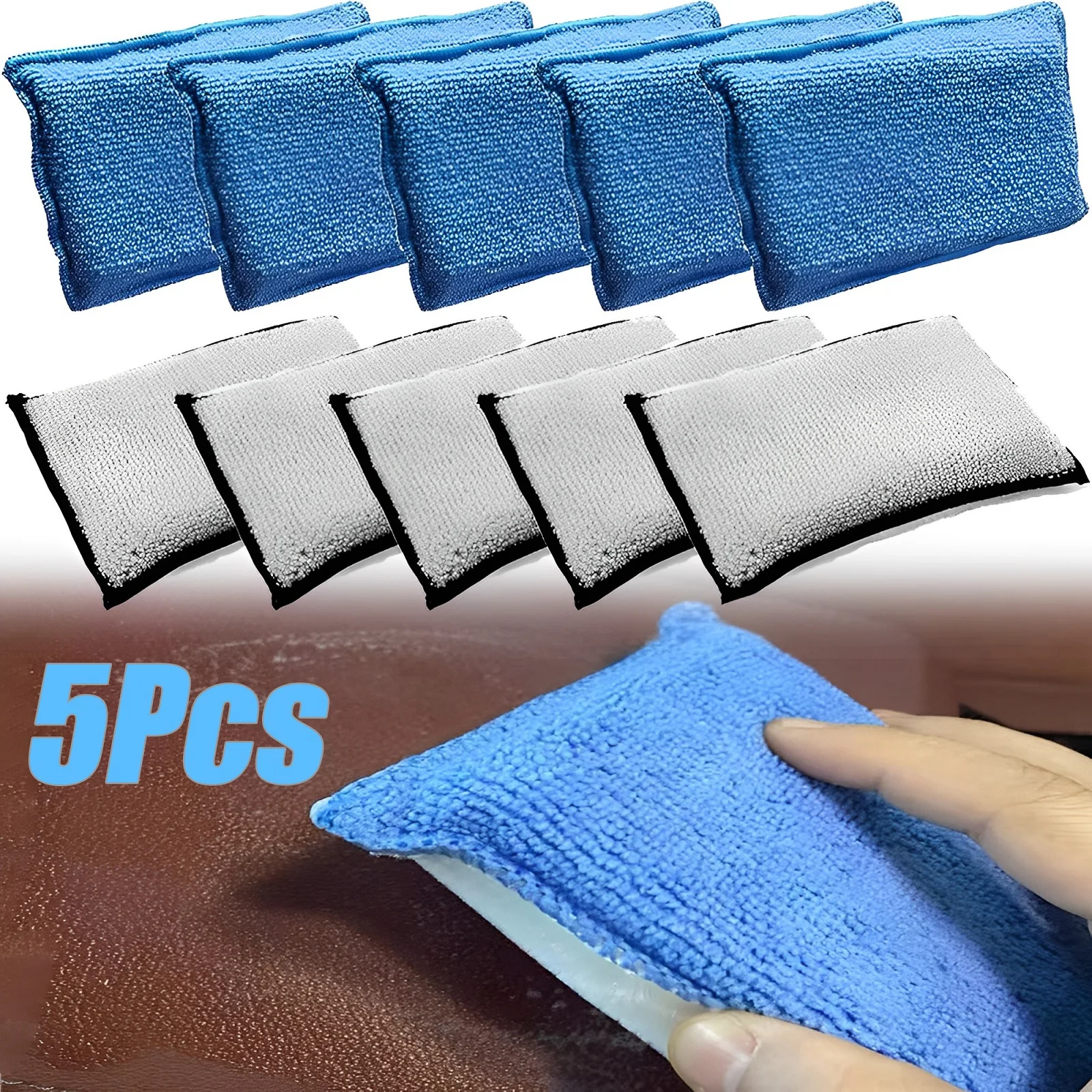 5Pcs-Microfiber-Car-Cleaning-Pad-Double-Side-Leather-Scrubbing-Sponge ...