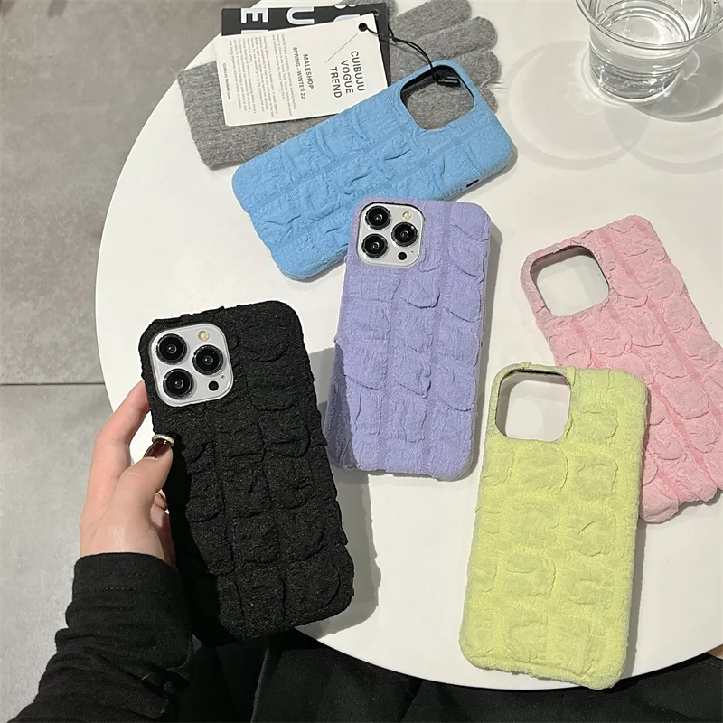 Simple-three-dimensional-sponge-puff-phone-case-For-iPhone-11-12-13-14 ...