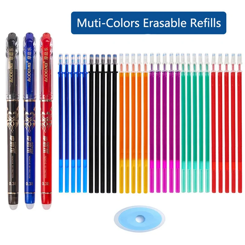 2 Erasable Gel Pens 10 Pen Refills 1 Eraser Reusable Writing Drawing ...