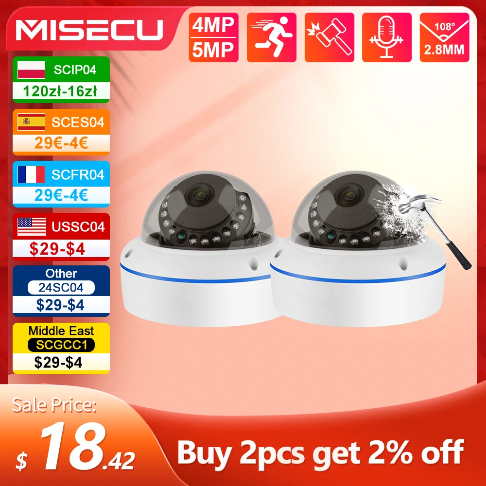 MISECU-HD-5MP-4MP-H-265-Surveillance-IP-POE-Camera-Microphone-Dome ...