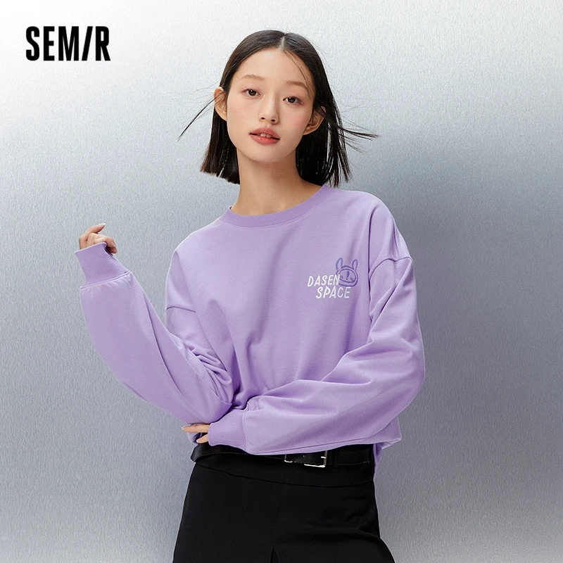 Semir Women Sweatshirt Design Sense Printing 2023 Spring New O Neck ...