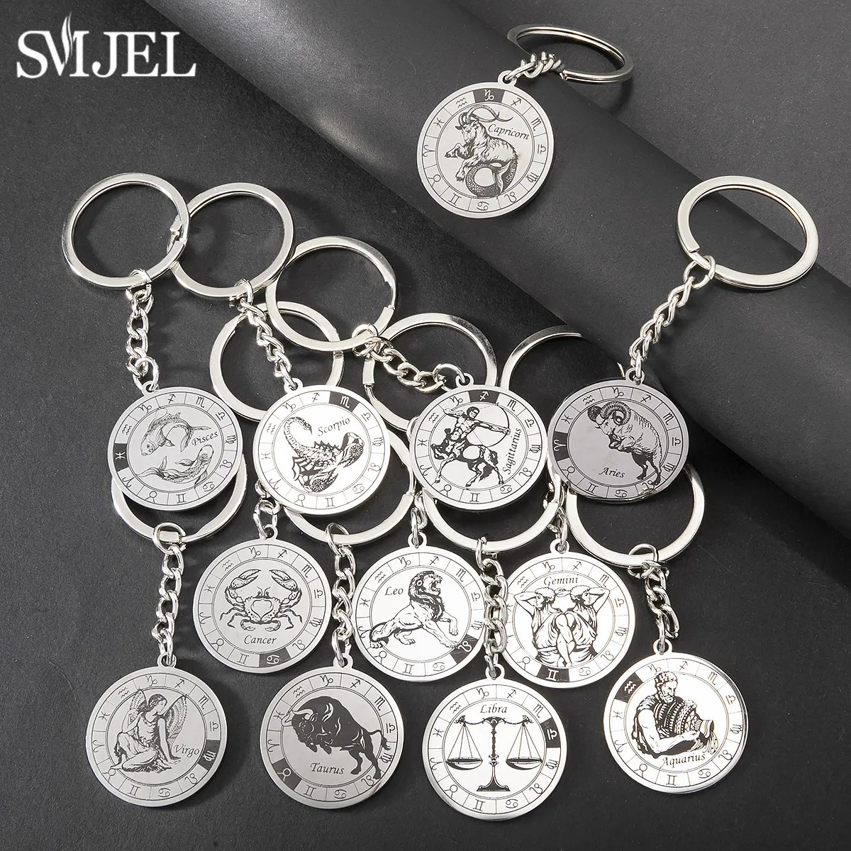 Creative-Constellation-Jewelry-Key-Ring-12-Zodiac-Sign-Keychain-for-Men ...