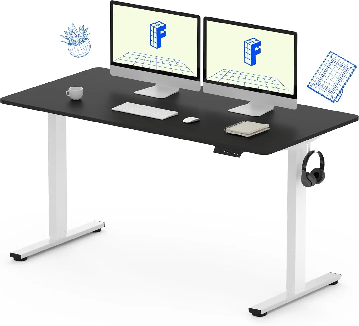 FLEXISPOT-EN1-One-Piece-Standing-Desk-55-x-28-Inch-Desktop-Electric ...