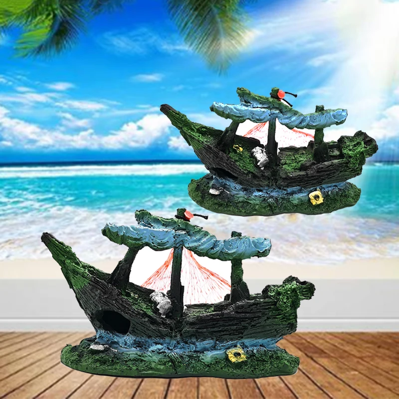Sunken Pirate Ship Aquarium Decoration