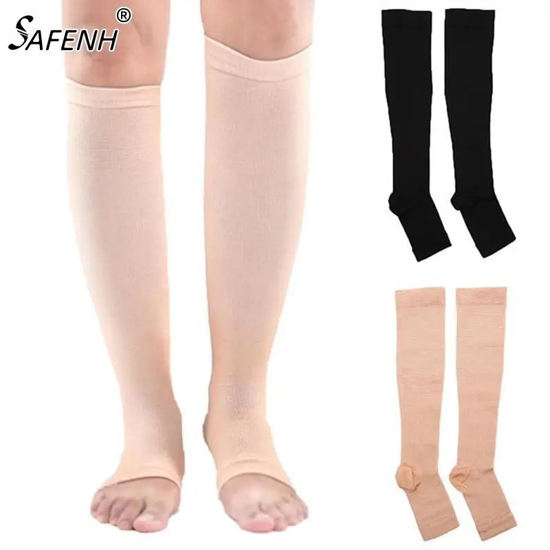 Elastic Open Toe Knee High Stockings Calf Compression Stockings ...
