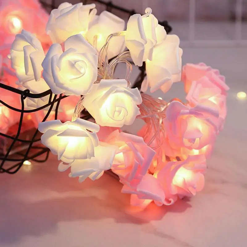 Rose Garland Lights Floral String Lights Battery Rose LED Lights For ...