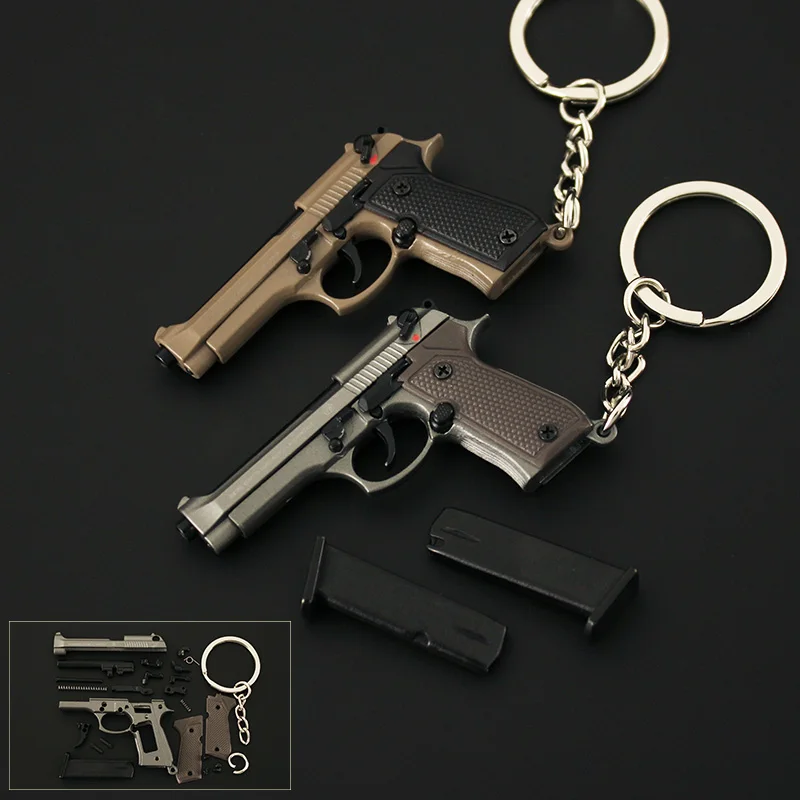 Full-Metal-Alloy-Gun-Keychain-Mini-Beretta-92F-Glock-G17-Weapon-Model ...