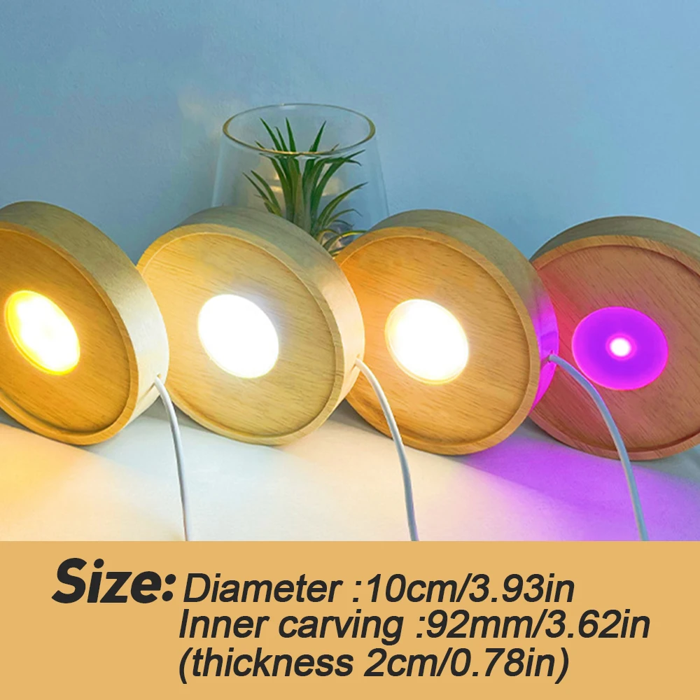 Wooden-LED-Light-Dispaly-Base-USB-Luminous-Colorful-LED-Light-Base ...