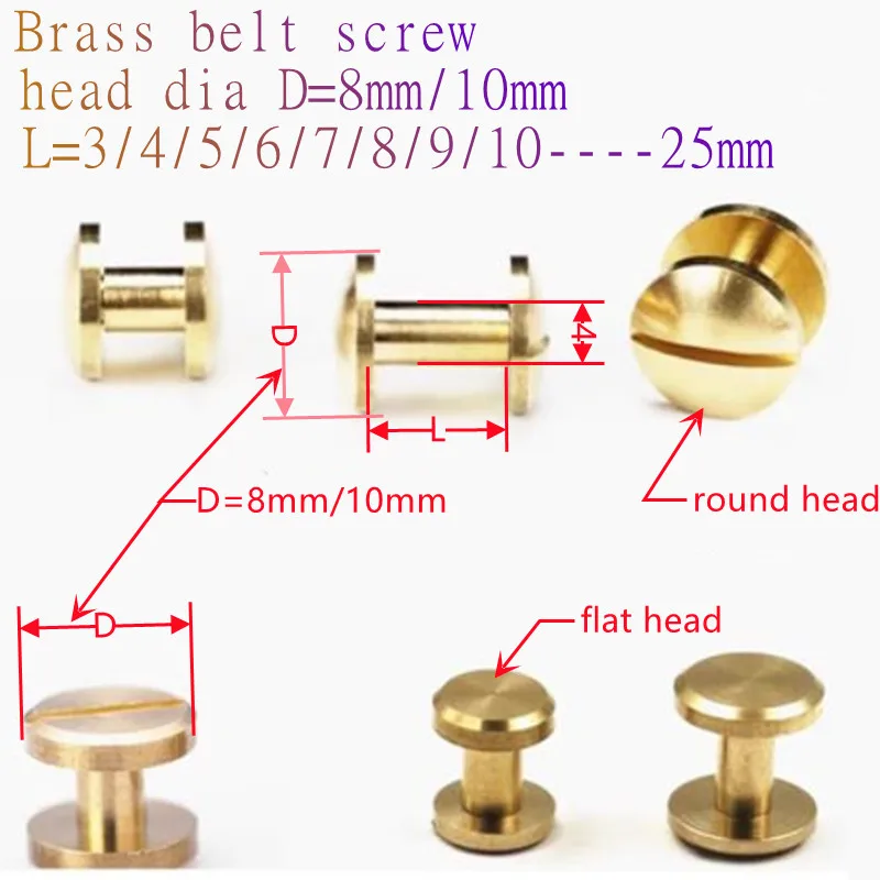 10sets-Solid-Brass-Belt-Wallet-screw-Binding-Chicago-book-Screws-Nail ...