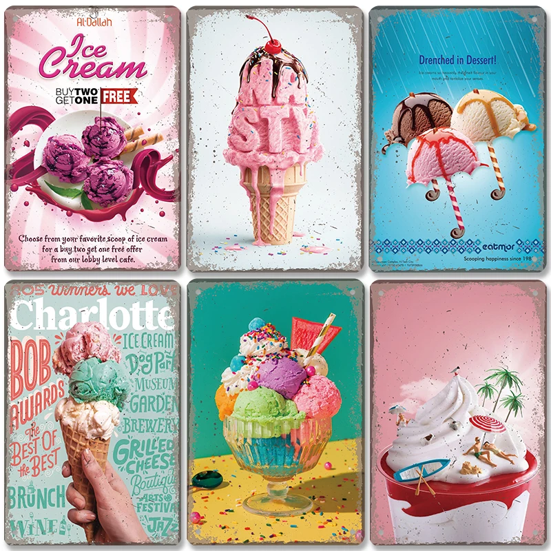 Antique Aluminum Ice Cream Signs