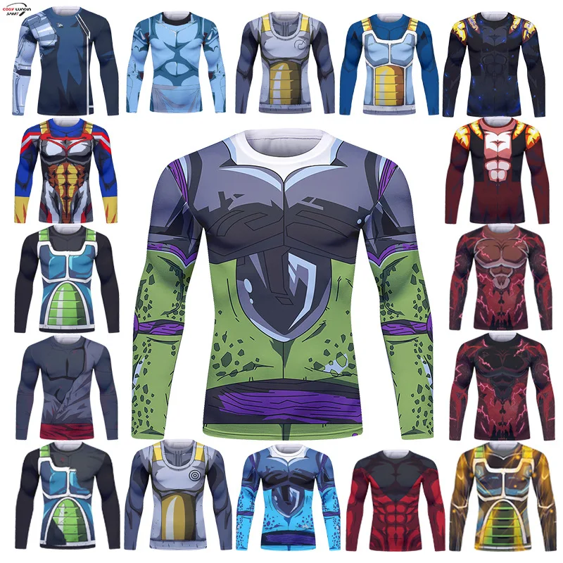 Gym Compression Shirt Men Anime GOKU Cosplay Costume T-Shirt Quick Dry ...