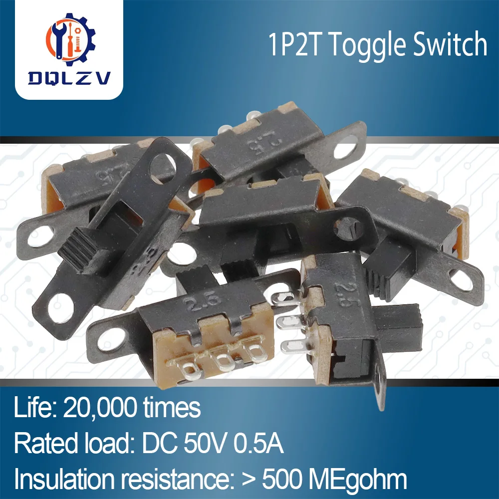 50V 0.5 A Mini Size Black SPDT Slide Switch for DIY Power Electronic Projects SS12F15 on-off ...