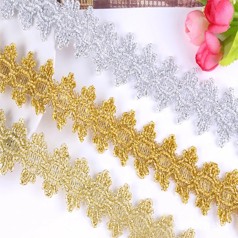 5Yards/Lot 3.5cm Wide Gold Silver Lace Curve National Braided Trim DIY ...