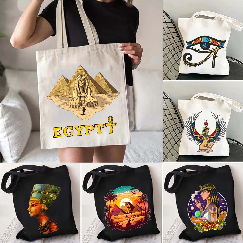 Ancient-Egypt-Landscape-Totem-Pharaoh-Canvas-Shopping-Tote-Bag-Queen ...