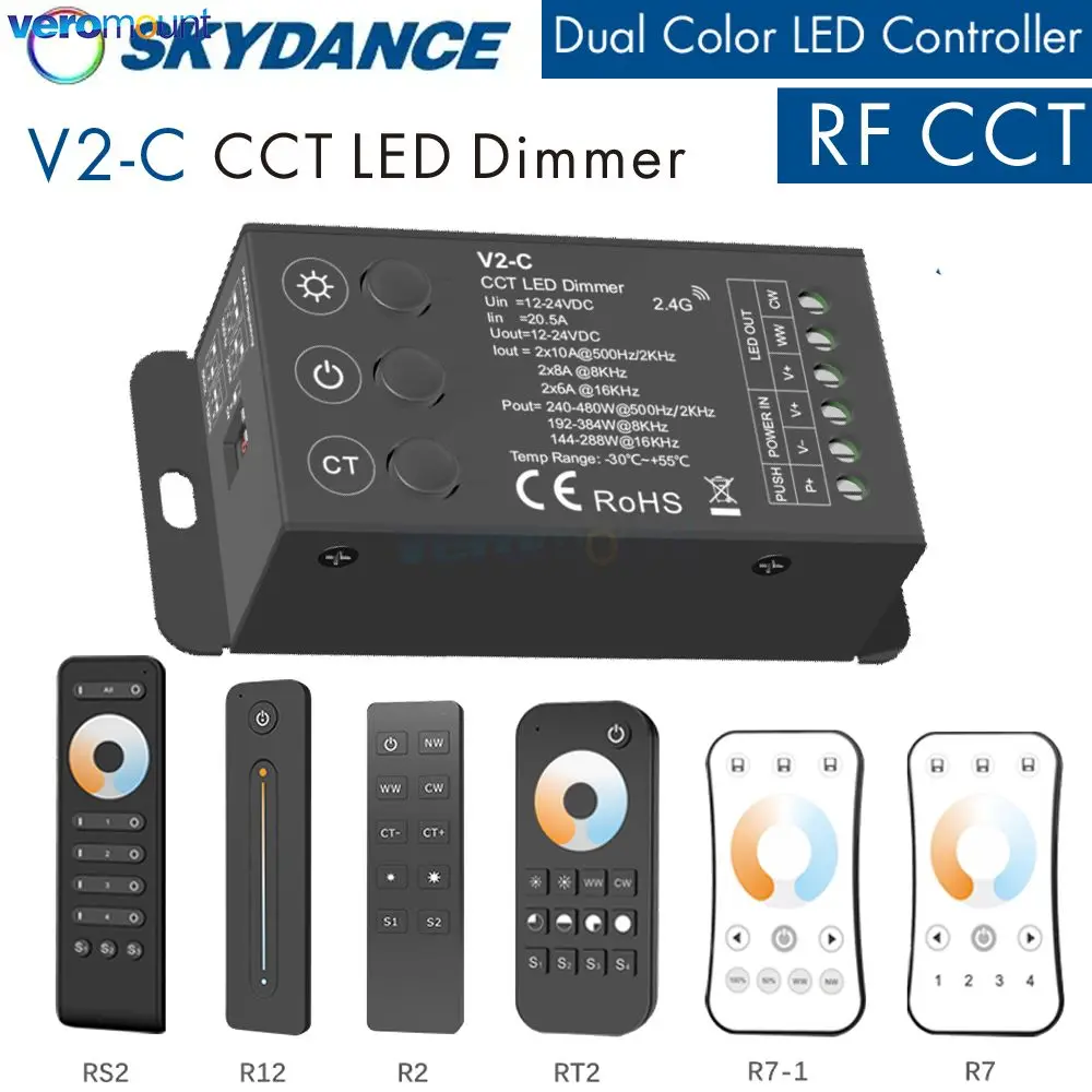 Skydance V2-C CCT LED Controller 12V 24V 2CH Dual White Color 5050 2835 ...