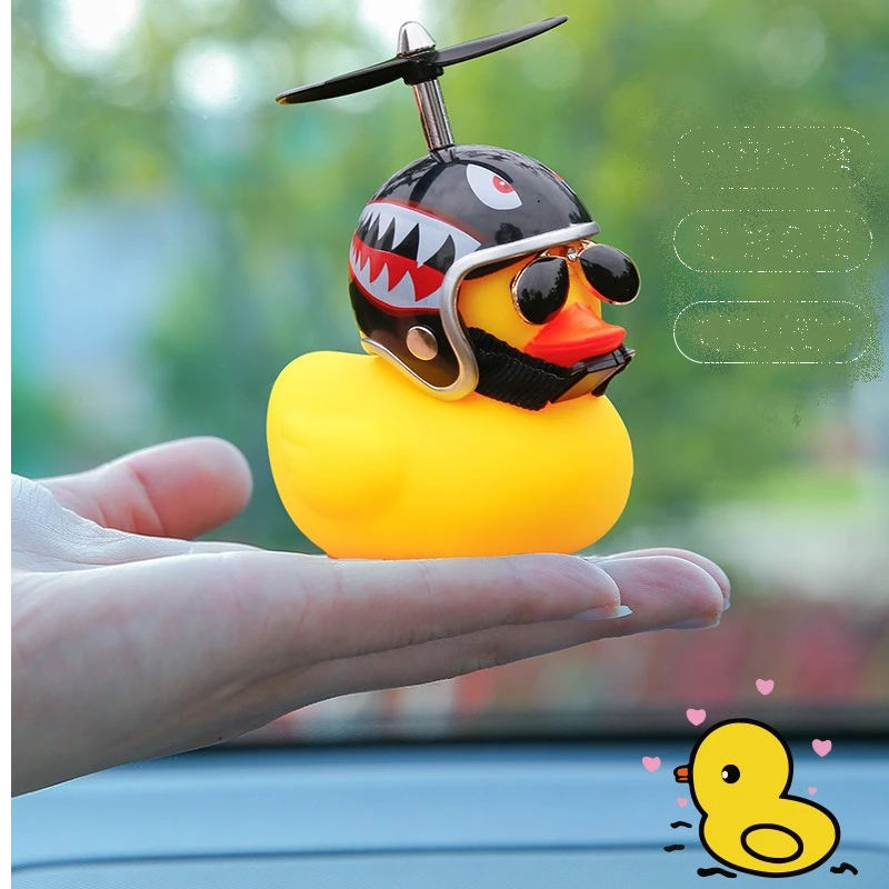 Broken Wind Rubber Duck With Helmet Pendant Black/yellow Duck Road Bike ...