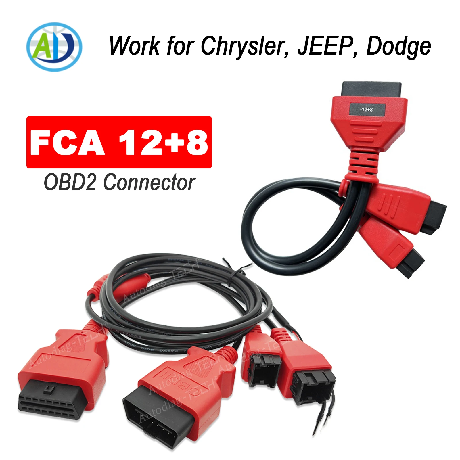 Conector OBD adaptador FCA 12 + 8 para XTOOL X100PAD, A80PRO, D7, D8 ...