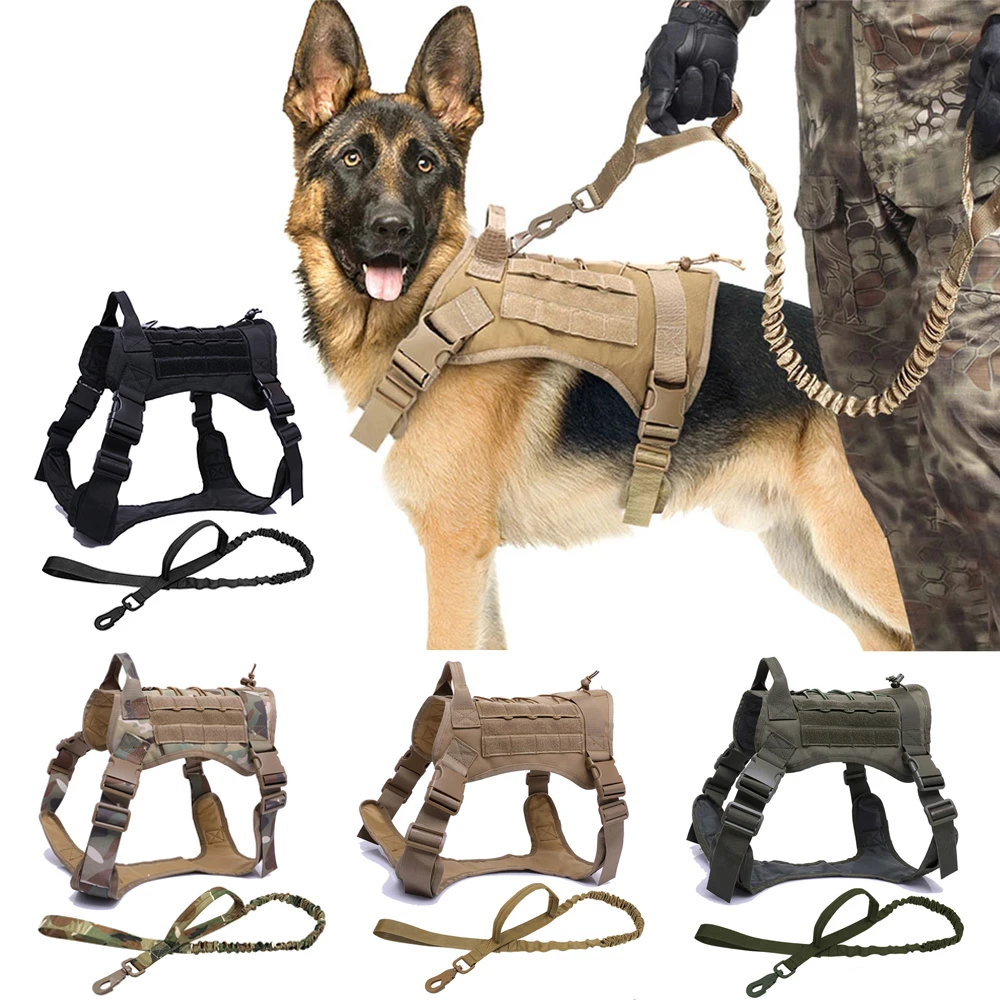 Tactical-Dog-Harnesses-Pet-Training-Vest-Military-Dog-Harness-Leash ...