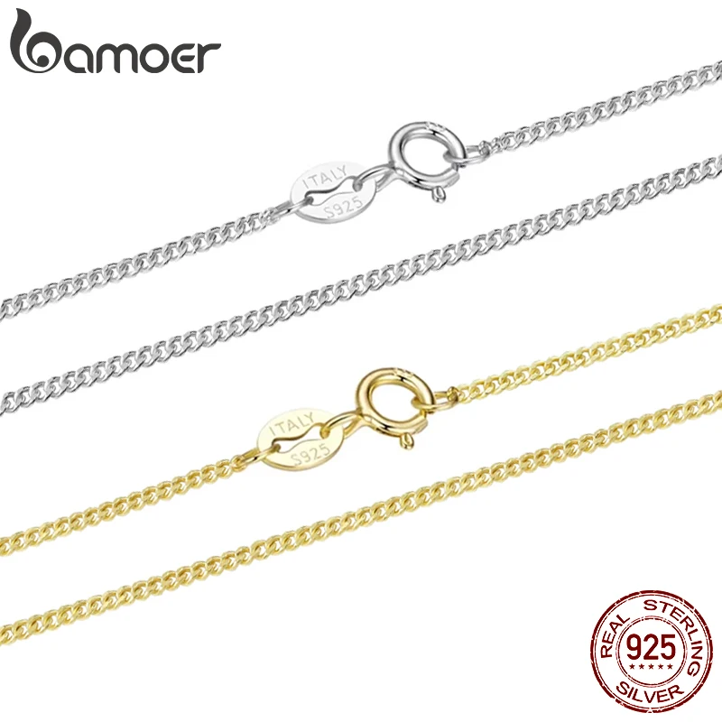 BAMOER Solid Gold Over 925 Sterling Silver Side Chain Necklace for ...