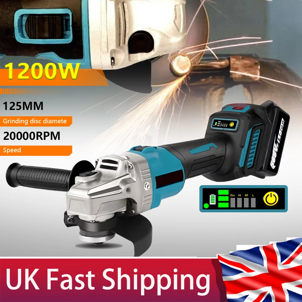 125mm Angle Grinder 12800r/min 21V Brushless Lithium Multifunctional ...