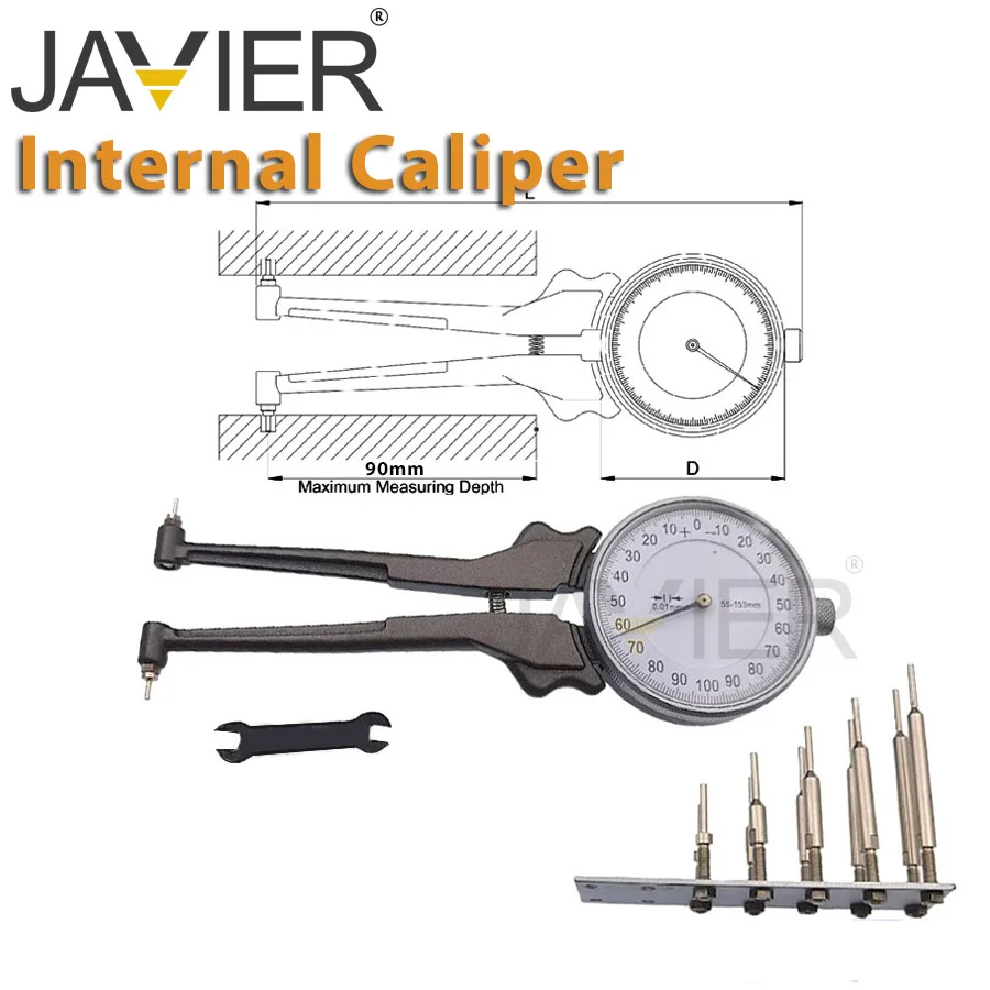 JAVIER Measuring Range 55 153mm scale 0.01mm tip probe Internal caliper ...