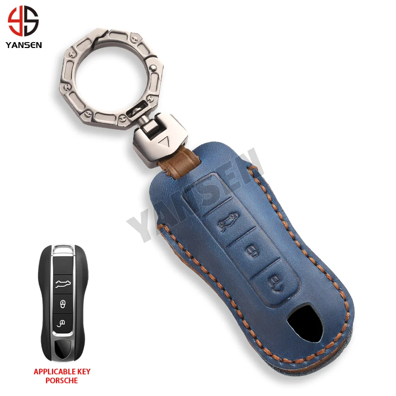 Full-Cover-Genuine-Leather-Key-Case-Fob-for-Porsche-Cayenne-Panamera ...