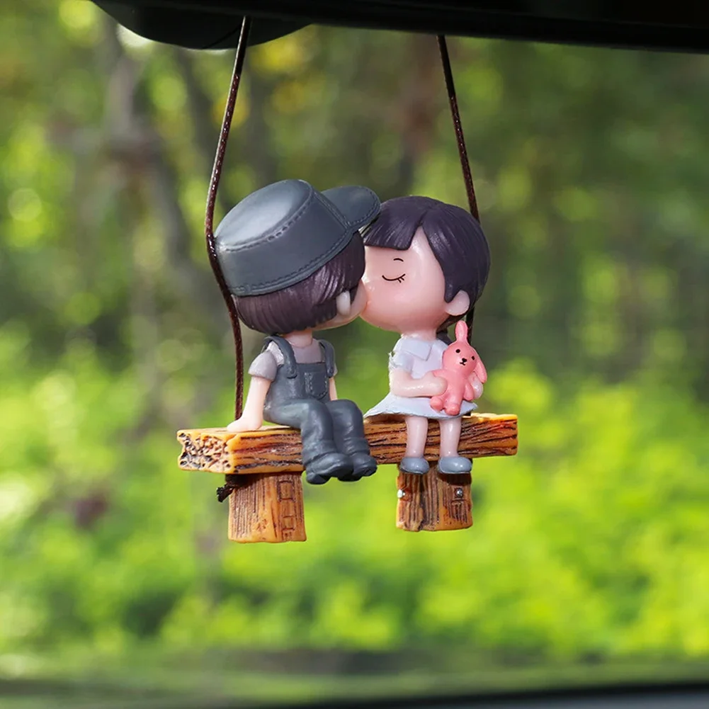 Anime Car Accessories Cute Couple on Swing Car Accessories Interior ...