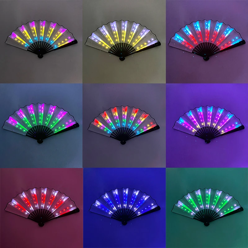 2024-Luminous-Chinese-Bamboo-Folding-Fan-LED-Flashing-Fan-Glowing-Rave ...