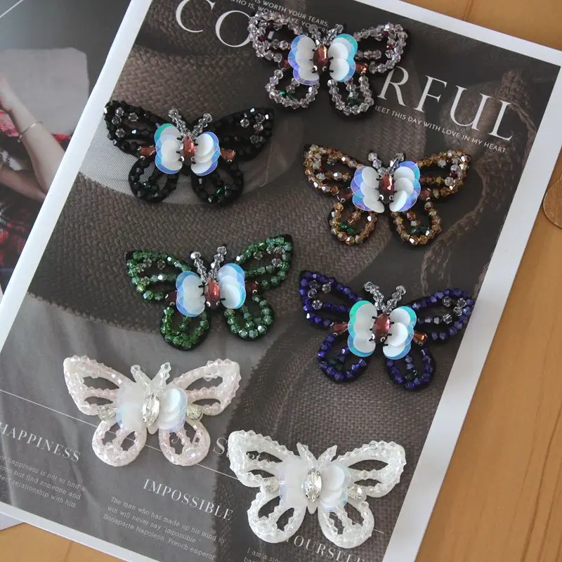 Handmade-Rhinestone-Butterfly-Beaded-Patches-Sew-on-Patch-for-Clothing ...