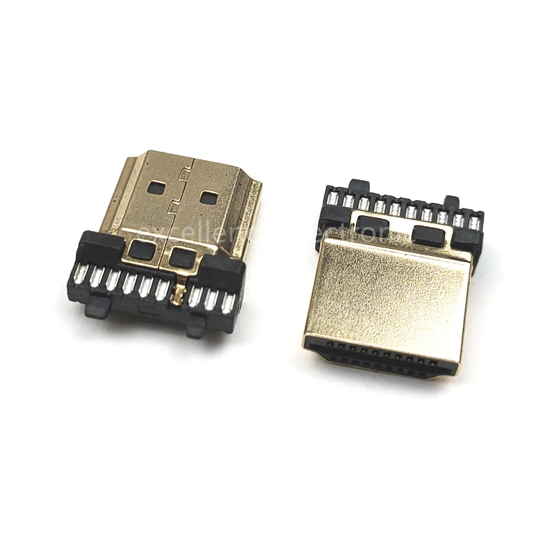 10PCS HDMI 19P Plug Connector Soldered A-Type Gold-Plating HD 19PIN ...