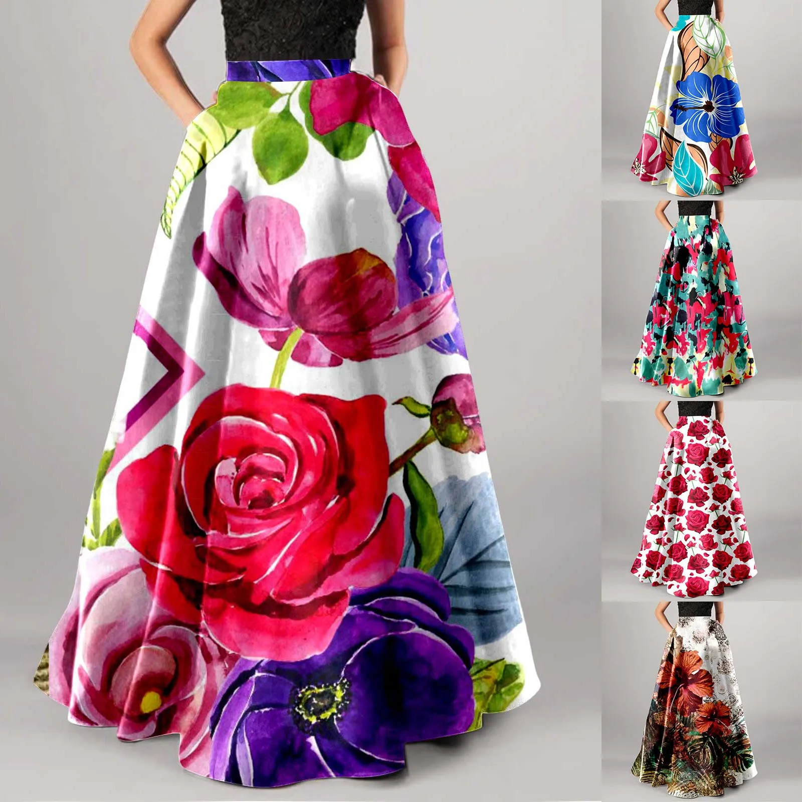 Bohemian-Long-Skirts-For-Women-Swing-Beach-Maxi-Skirt-Boho-Floral-Print ...
