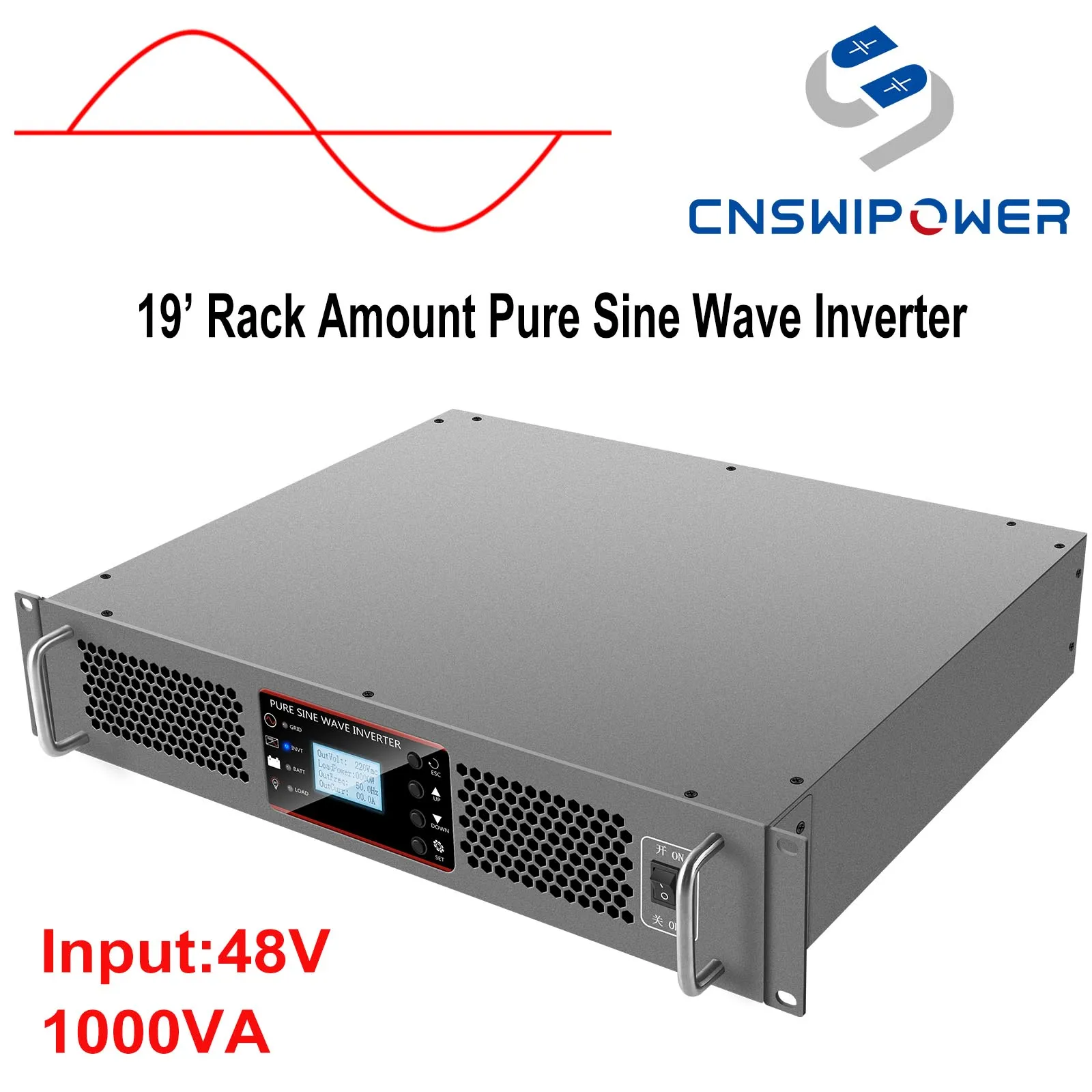 19" Rack Mount Telecom Pure Sine Wave Inverters 1000VA/1KVA 48V to 120V/220V bypass