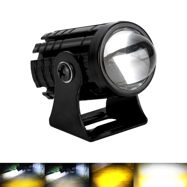 Mini LED Motorcycle Spotlights Waterproof Universal Yellow White Two ...