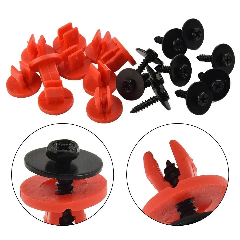 20Pcs/Set Engine Undertray Cover Clips Screws Metal Fender Screws Round ...