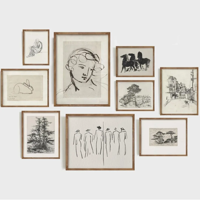Neutral Gallery Wall Art Vintage Botanical Wildlife Sketch Prints ...