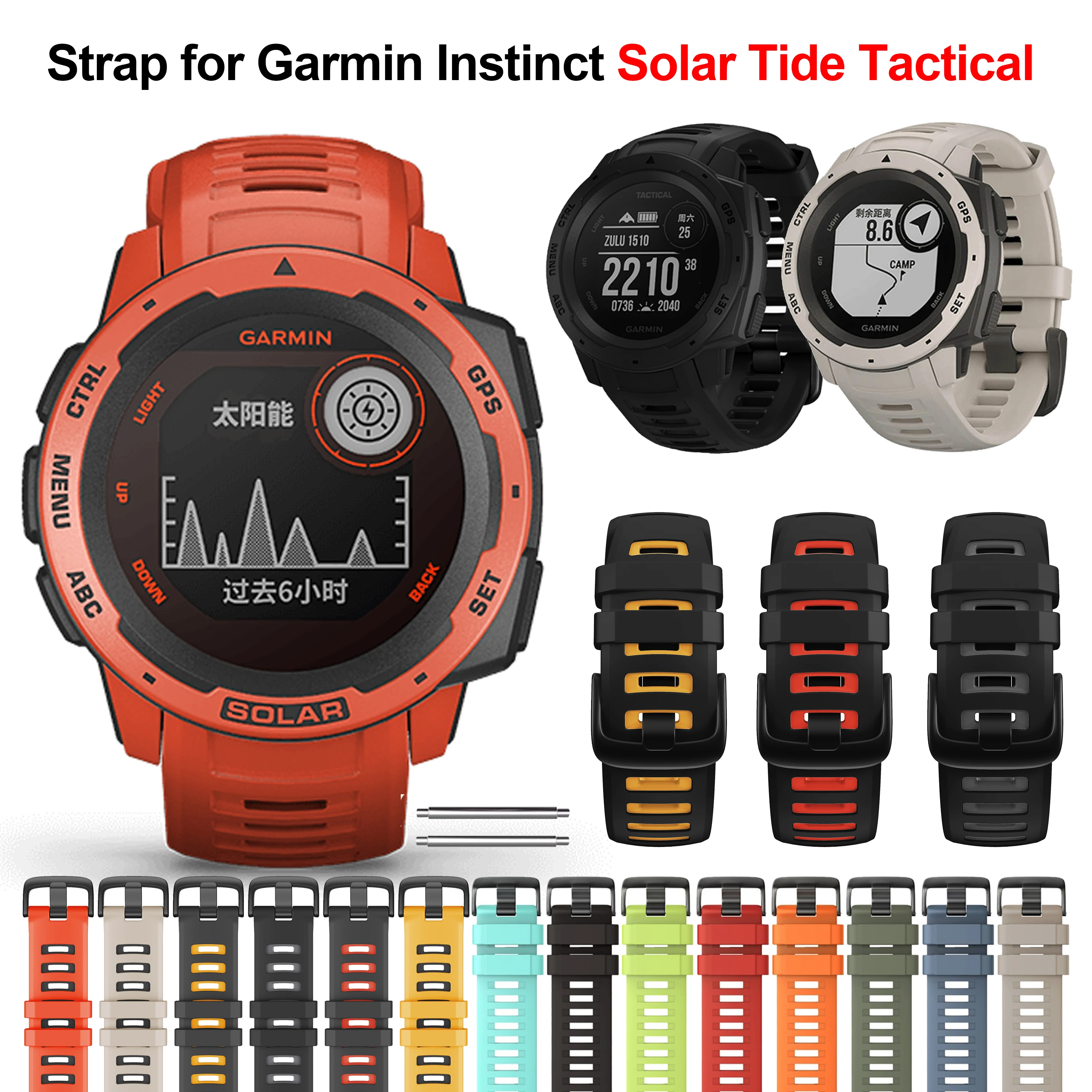 Soft-Silicone-Strap-for-Garmin-Instinct-Solar-Crossover-Tactical ...