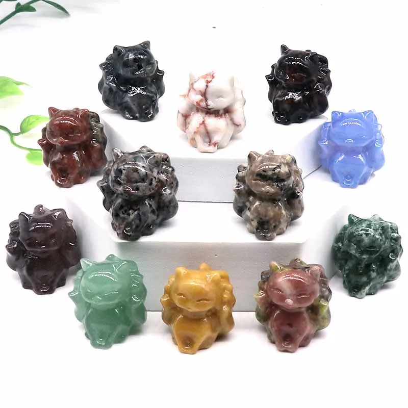 1-2-Nine-tailed-Fox-Statue-Natural-Stone-Crystals-Amethyst-Sculptures ...