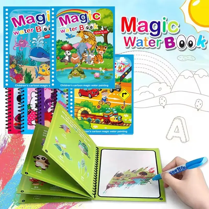 1-Book-1-Pen-Reusable-Coloring-Book-Magic-Water-Painting-Book-Sensory ...