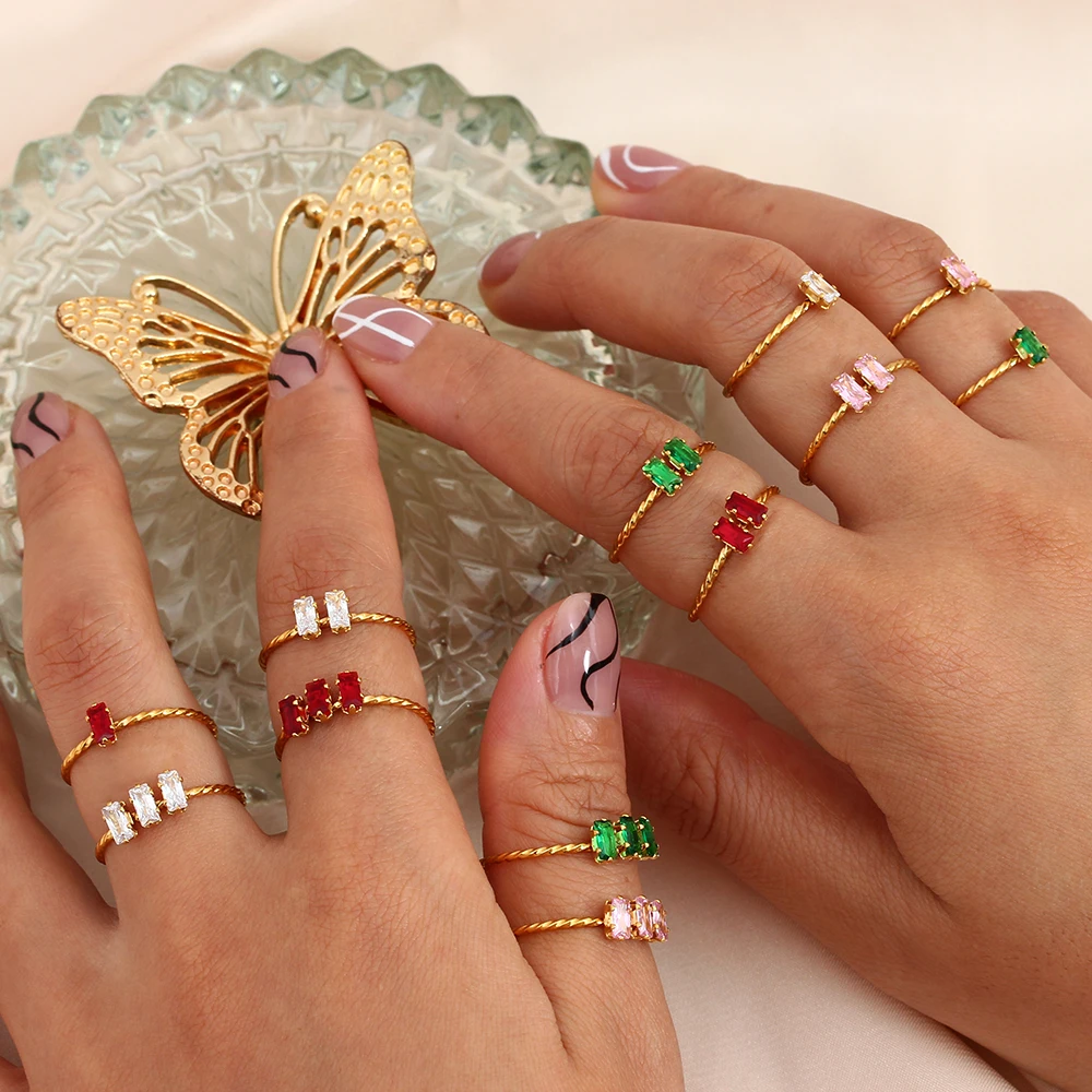 2022-Elegant-Colored-Zircon-Adjustable-Openning-Rings-for-Women-Ladies ...