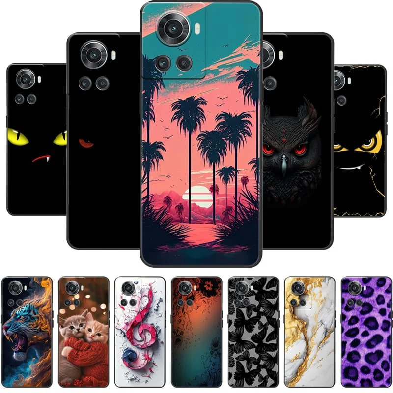 For OnePlus 10R 5G Case Black Silicone Soft Phone Cover For OnePlus 10R ...