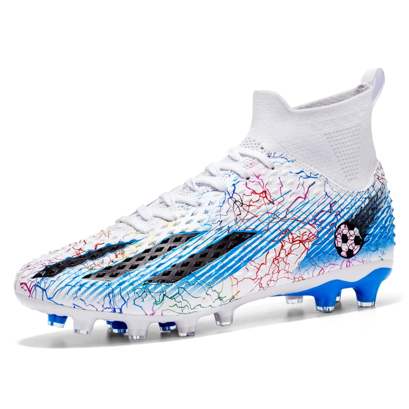 Men Football Boots High Ankle Soccer Shoes Non-slip Damping Training ...