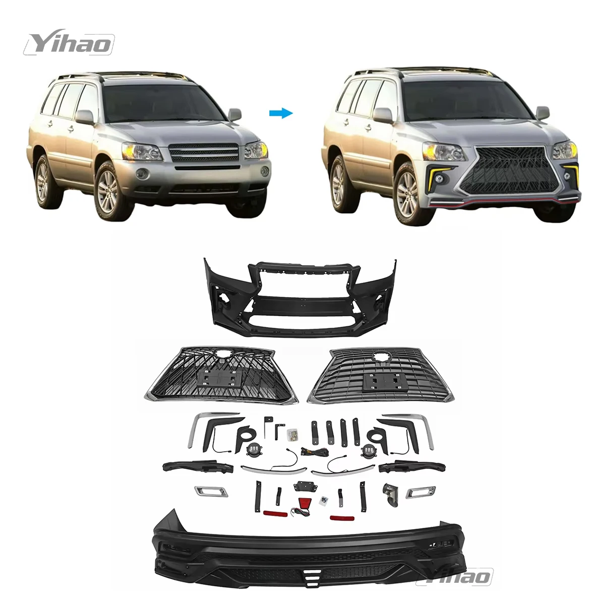 Hot PP Bumper Bodykit Grille For Toyota Highlander 01-07 Kluger XU20 ...