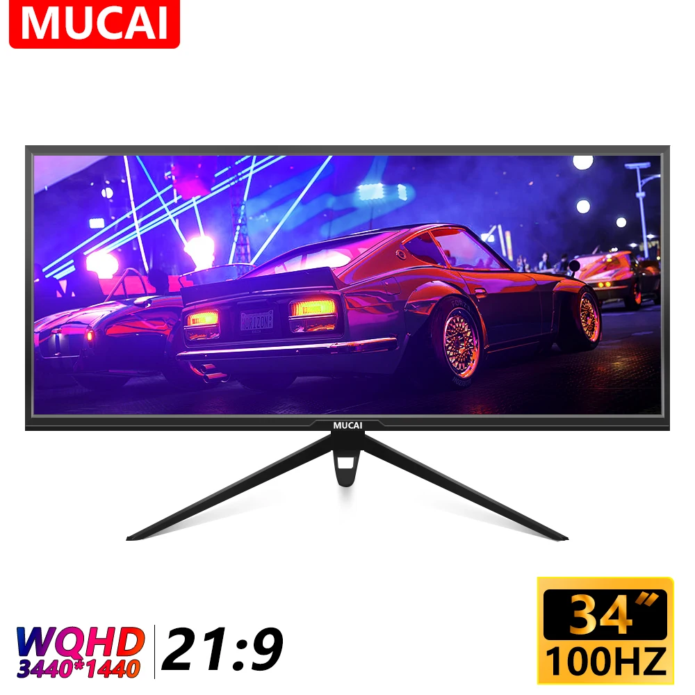 MUCAI-LED Desktop Game Console, tela do computador, 34 polegadas Monitor, 100Hz Wide Display, 21 ...