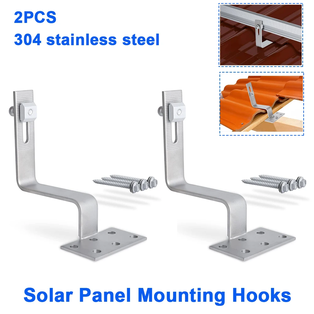 Solar Bracket Mounting Hook Solar Panel Rail Hook Stainless Steel PV ...