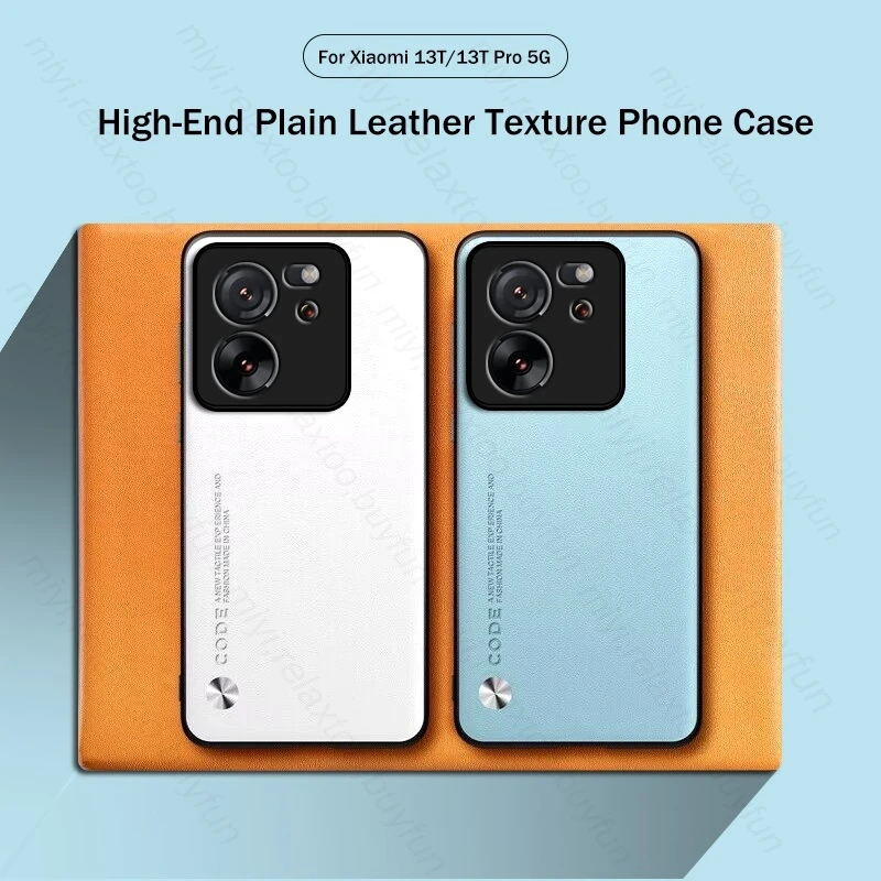 Luxury-Plain-Skin-Leather-Texture-Phone-Case-For-Xiaomi-13T-Pro-5G-TPU ...