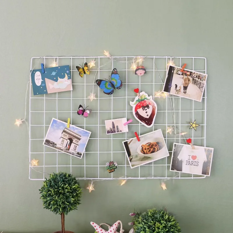 Home-Wall-Decoration-DIY-Art-Iron-Grid-Decor-Photo-Frame-Postcards ...