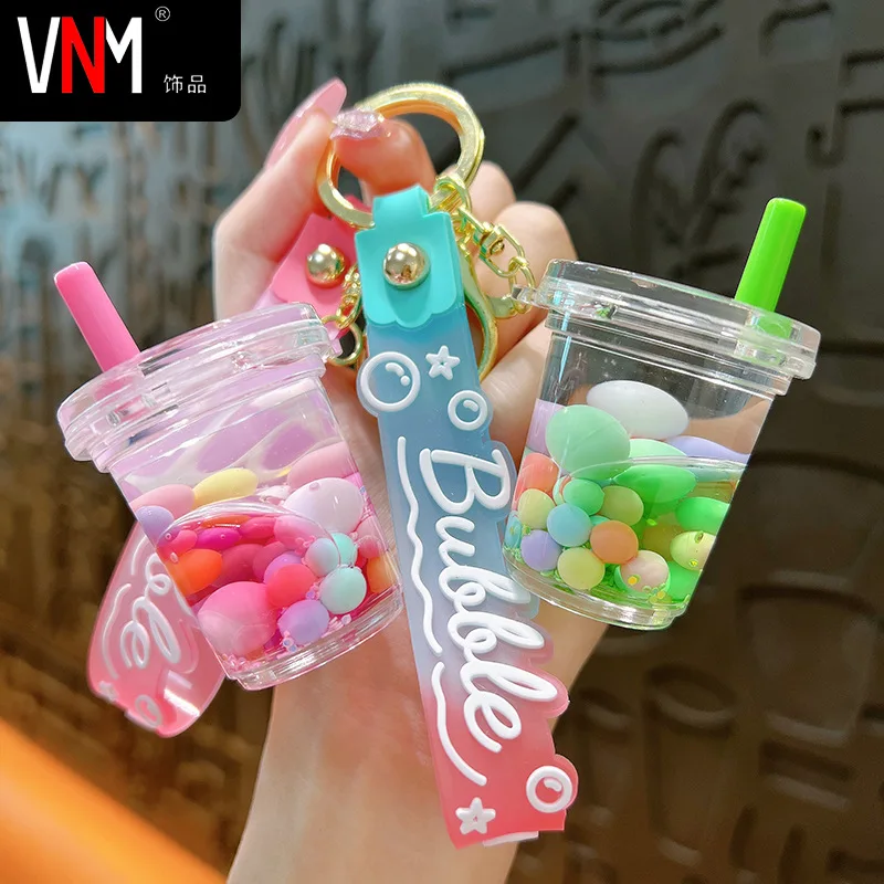 Creative-Milk-Tea-Cup-Keychain-Exquisite-Cute-Liquid-Quicksand-Small ...