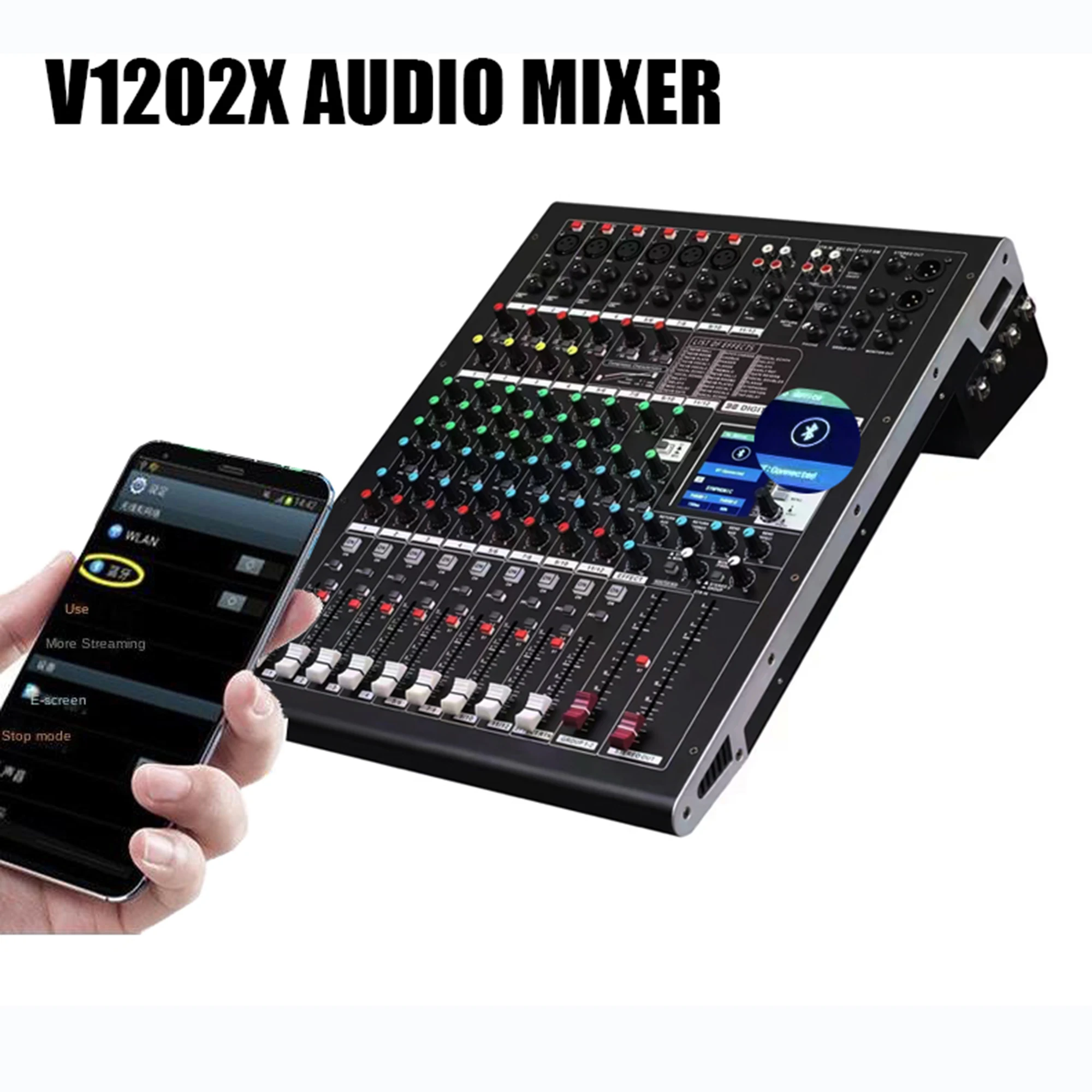 12-channel-HD-display-audio-mixer-stage-Professional-Portable-Mixer ...